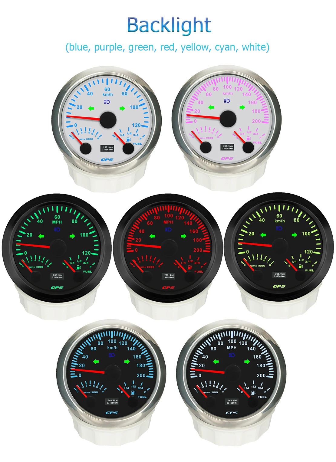 Eling 85mm(3 3/8'') Speedometer Gps Odometer 200km/h Tachometer 8000rpm ...
