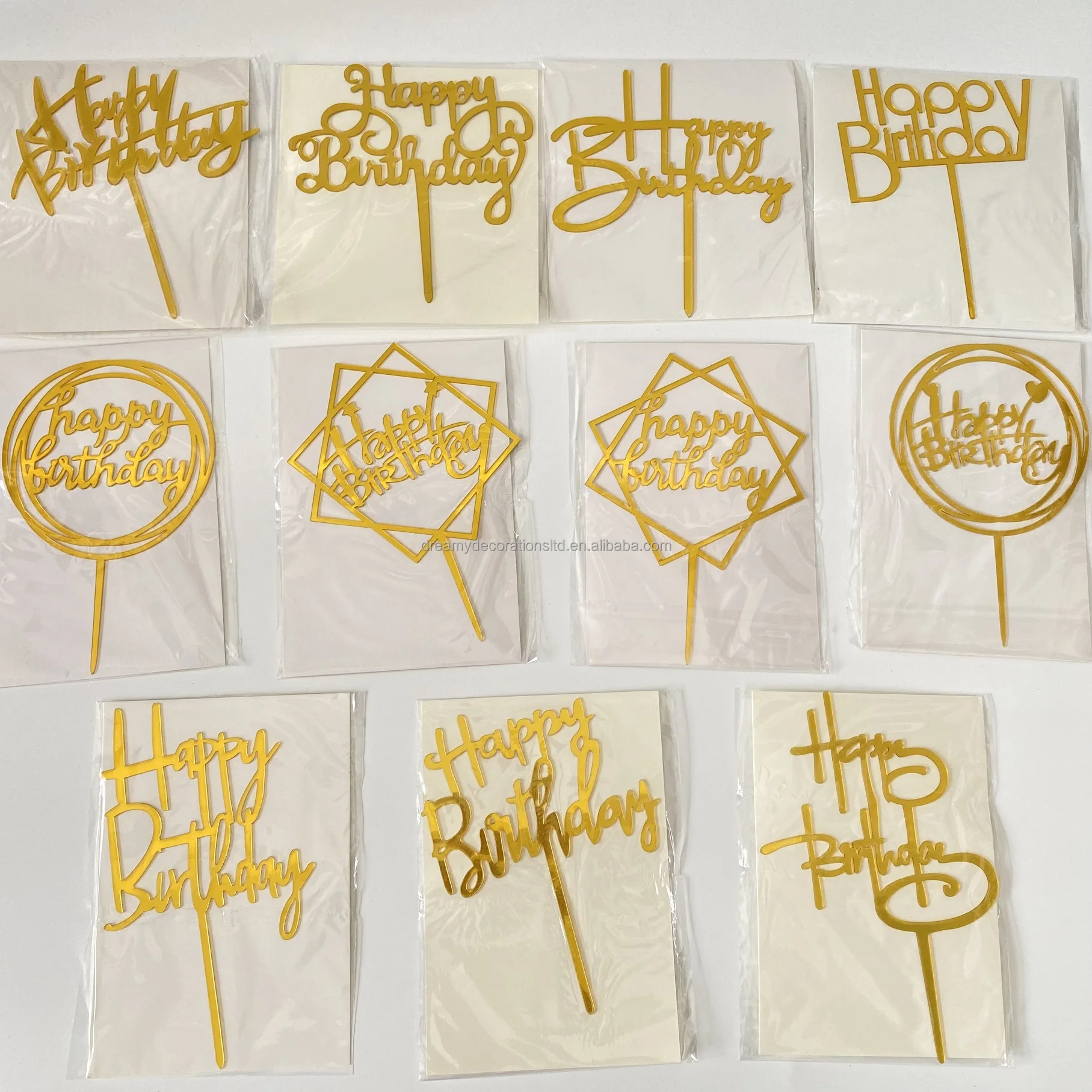 Shop Our Cheap Birthday Cake Decoration Gold Acrylic Topper