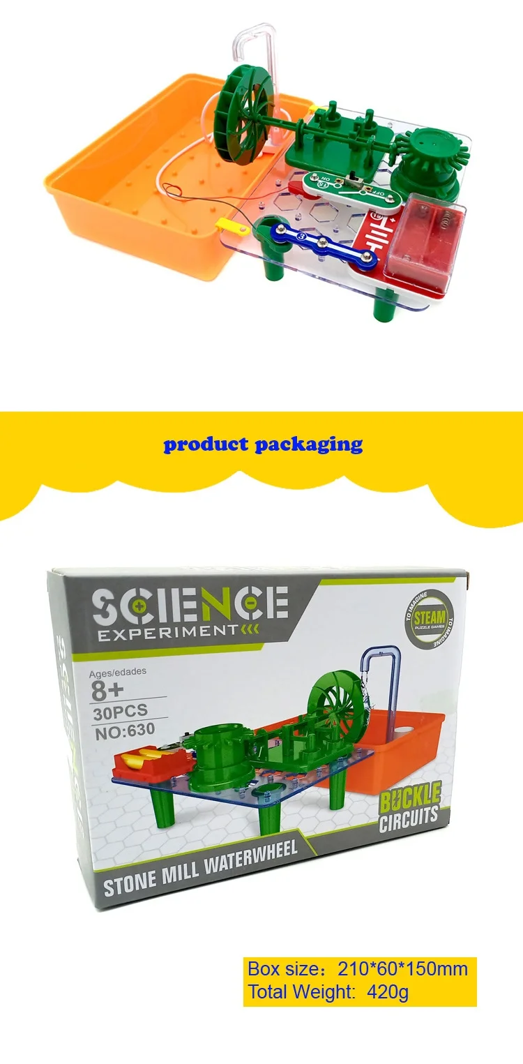 DIY Stone Mill Waterwheel - Electric Circuit Game for Kids