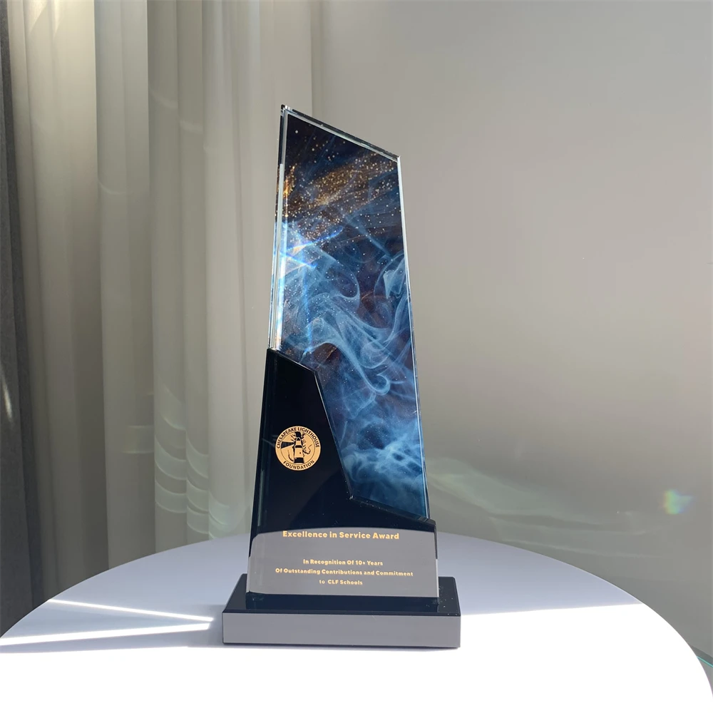 Custom Business Gift - 3D Laser Engraved Crystal Trophies