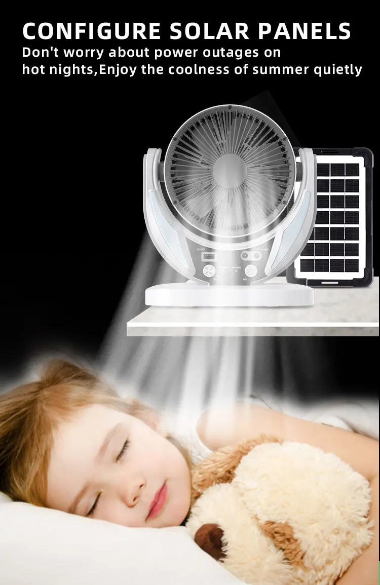 GDTIMES 6 Inch Solar Table Fan - Efficient Cooling Solutions