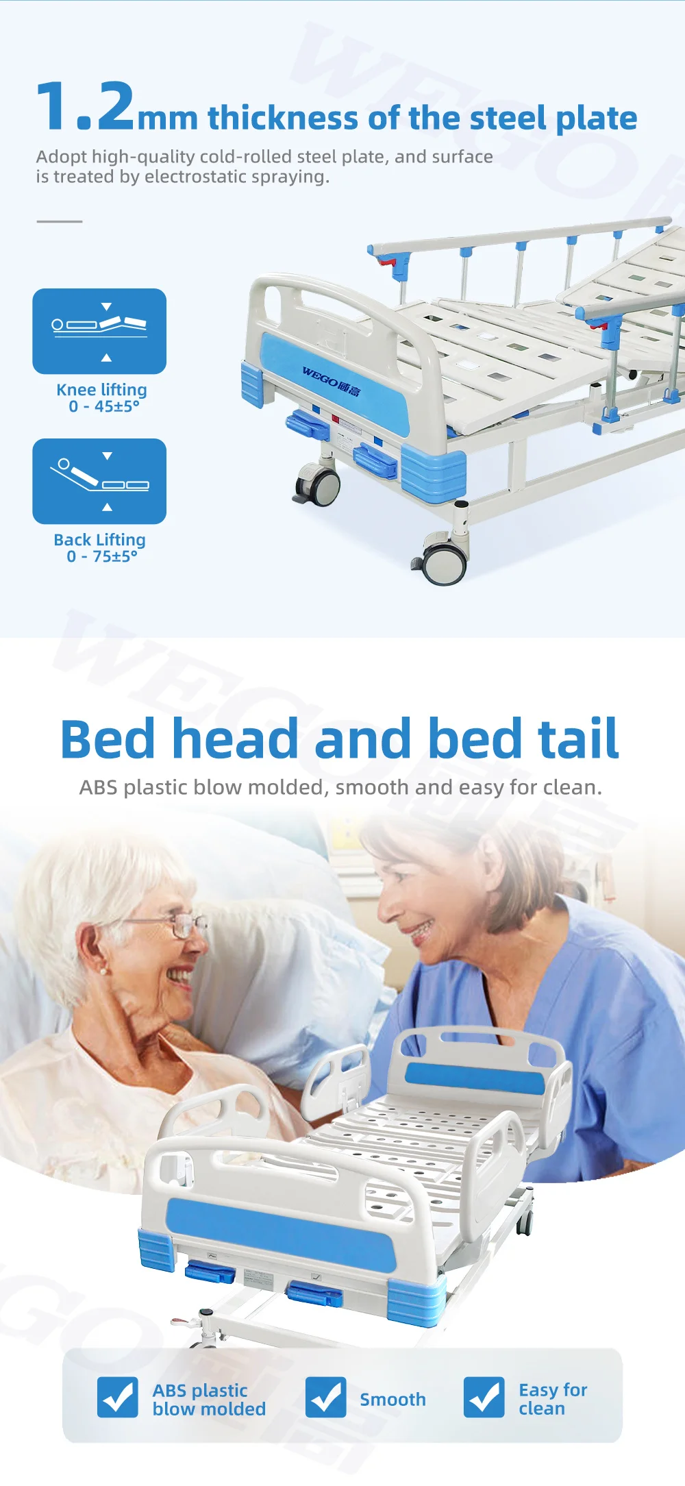 WEGO Manual Hospital Bed - Reliable & Comfortable Solutions