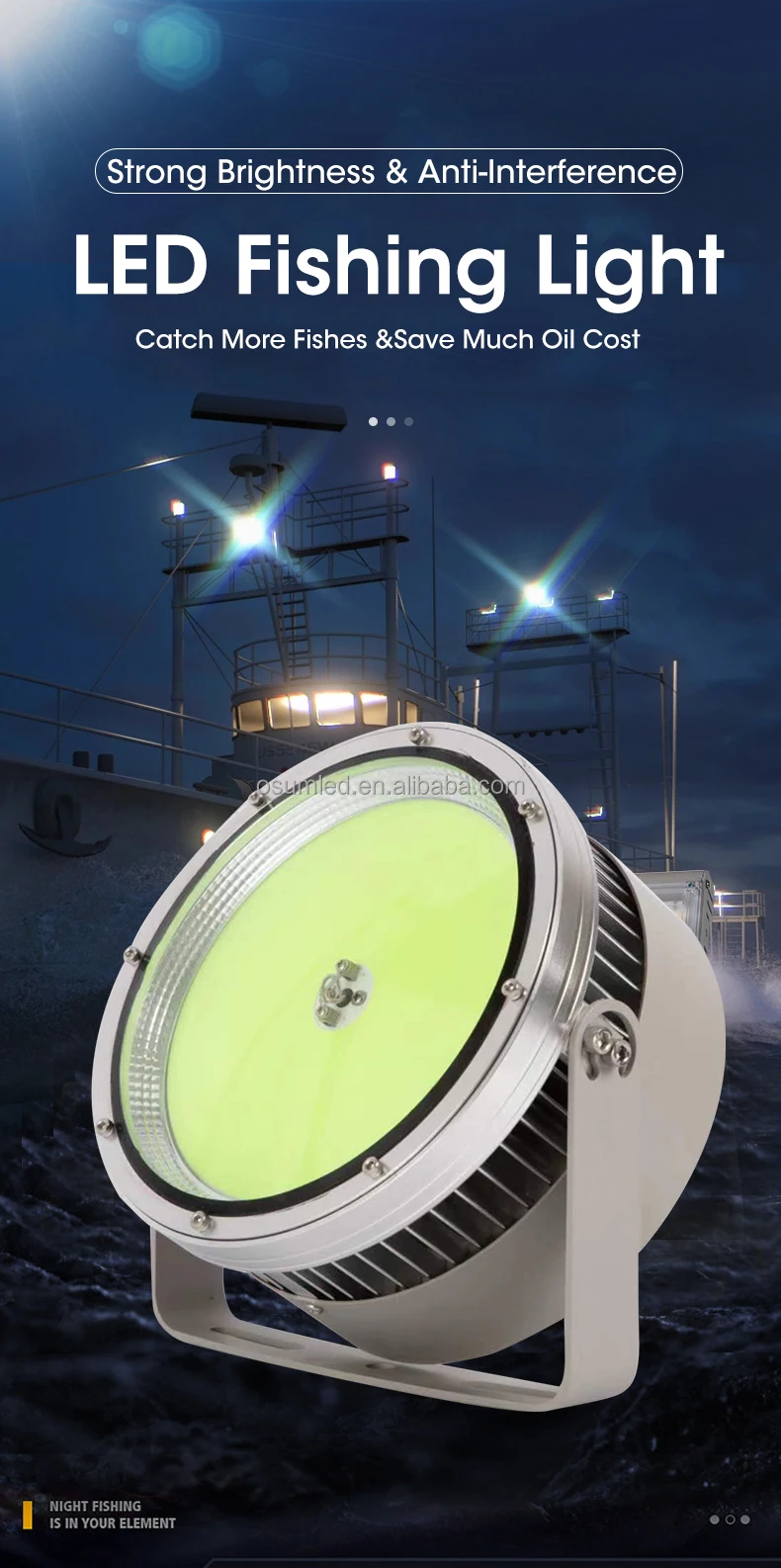 Blue Anti-Corrosion Marine LED Fish Lights - 800W/1000W/1200W