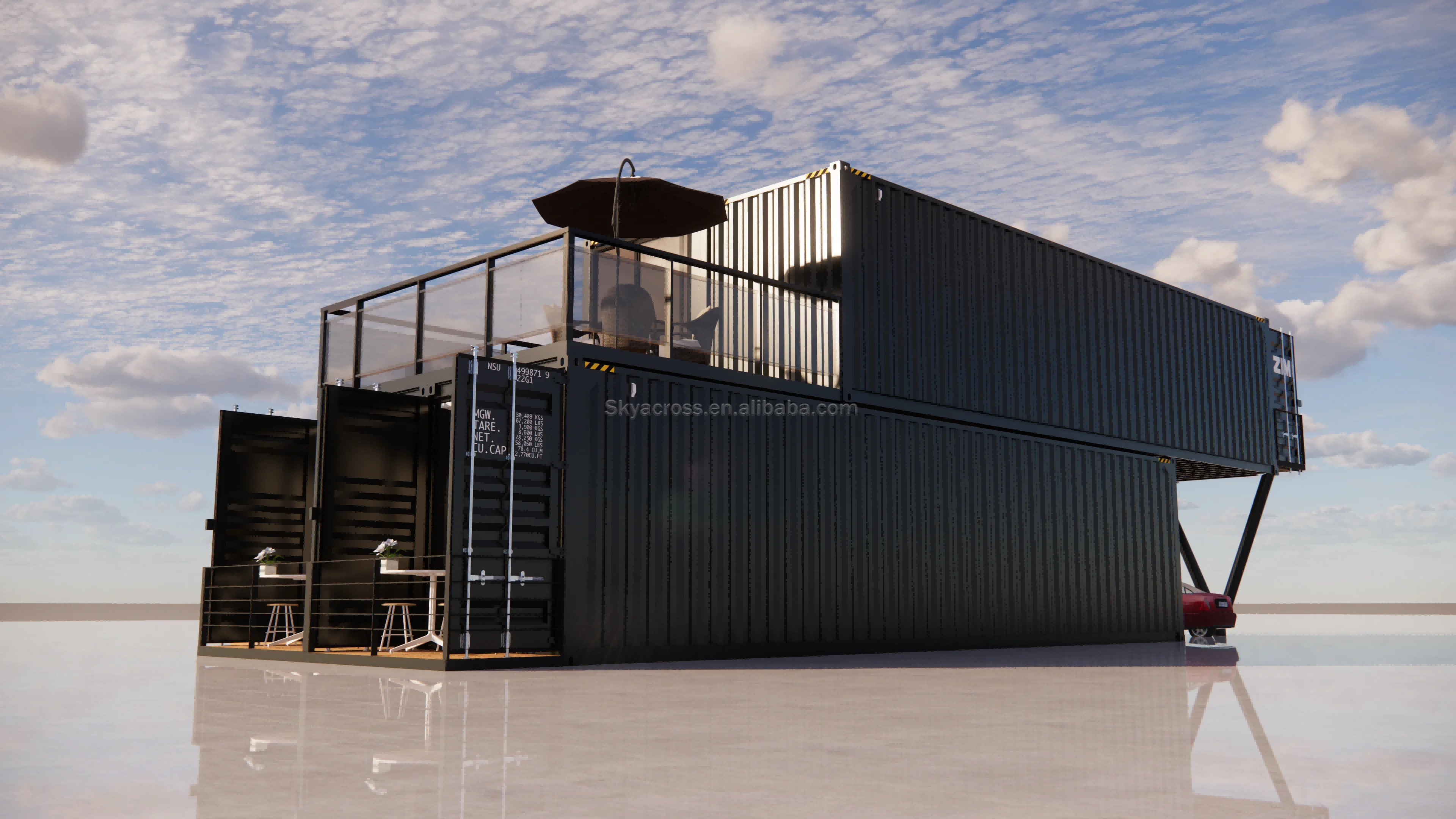 40ft 20ft Glass Wall Luxury Container House - Portable Home