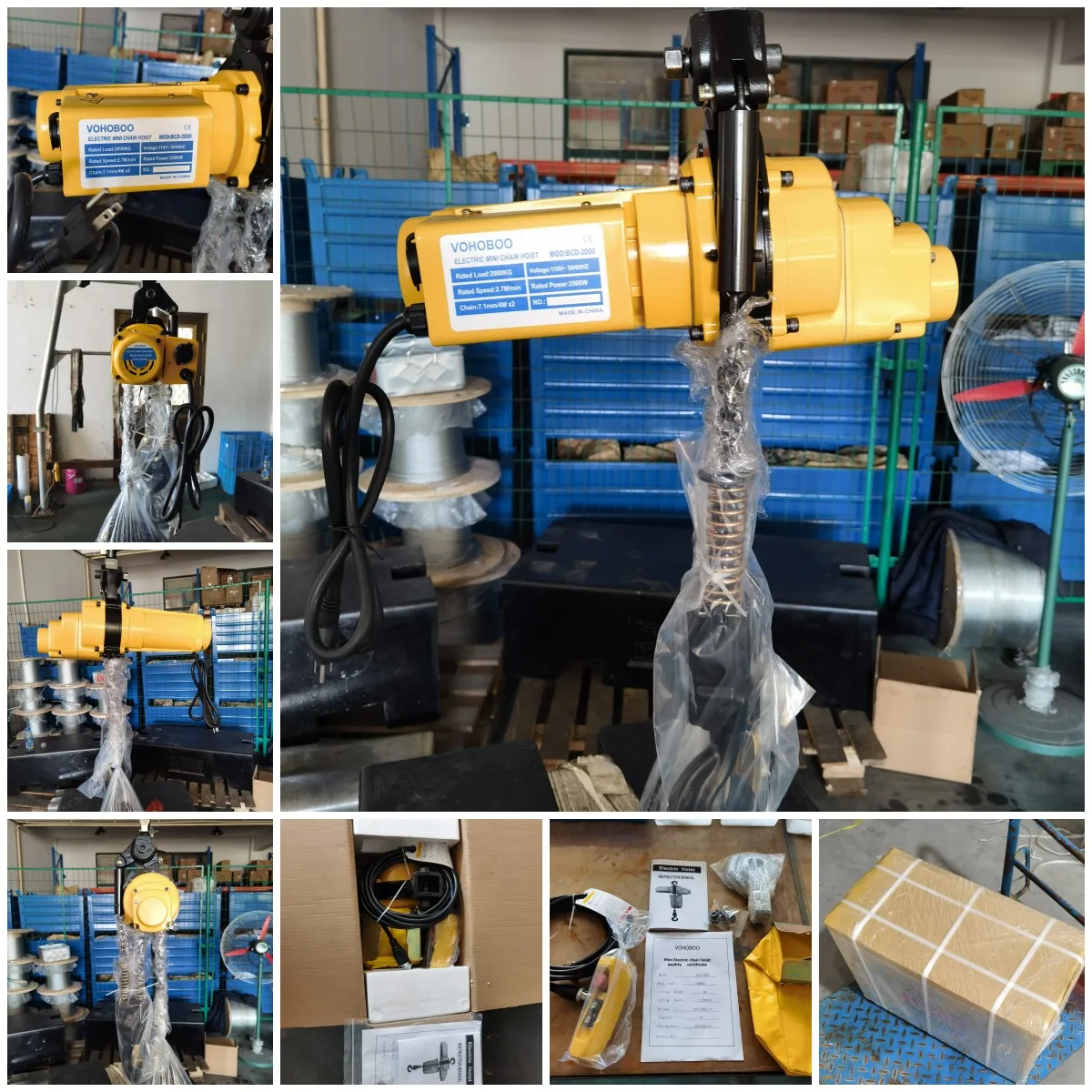 2023 Yellow Mini Electric Chain Hoist Single Phase Fall Electric Chain ...