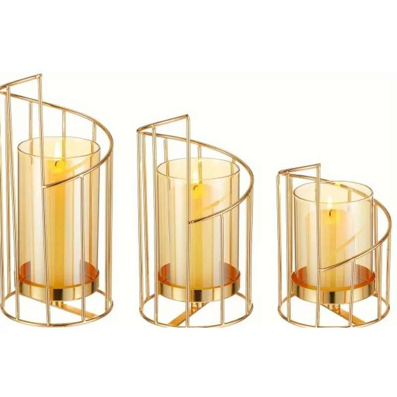 Alibaba.com: 2 pcs metal wire candle holder set with glass pillar ...