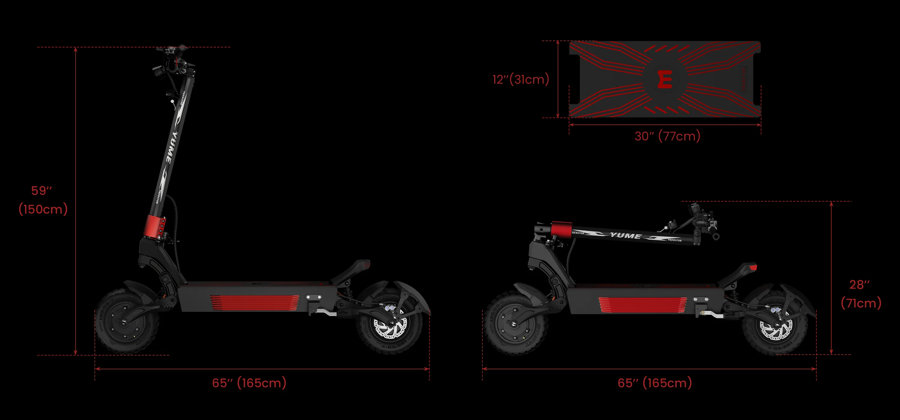 YUME Predator 72v Electric Scooter - 160km Range & 45km/h Speed