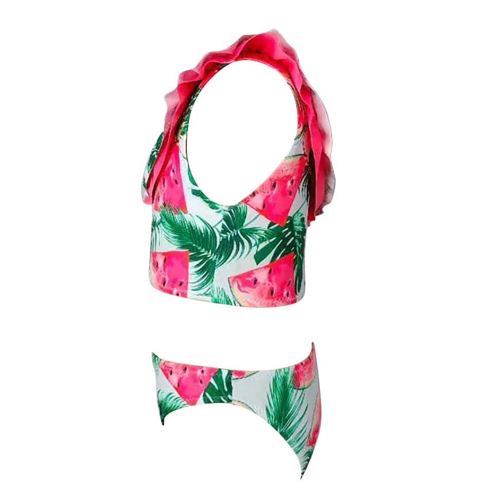 Kids Bikini One-shoulder Ruffle-strap Young Children Swimsuit Cartoon ...