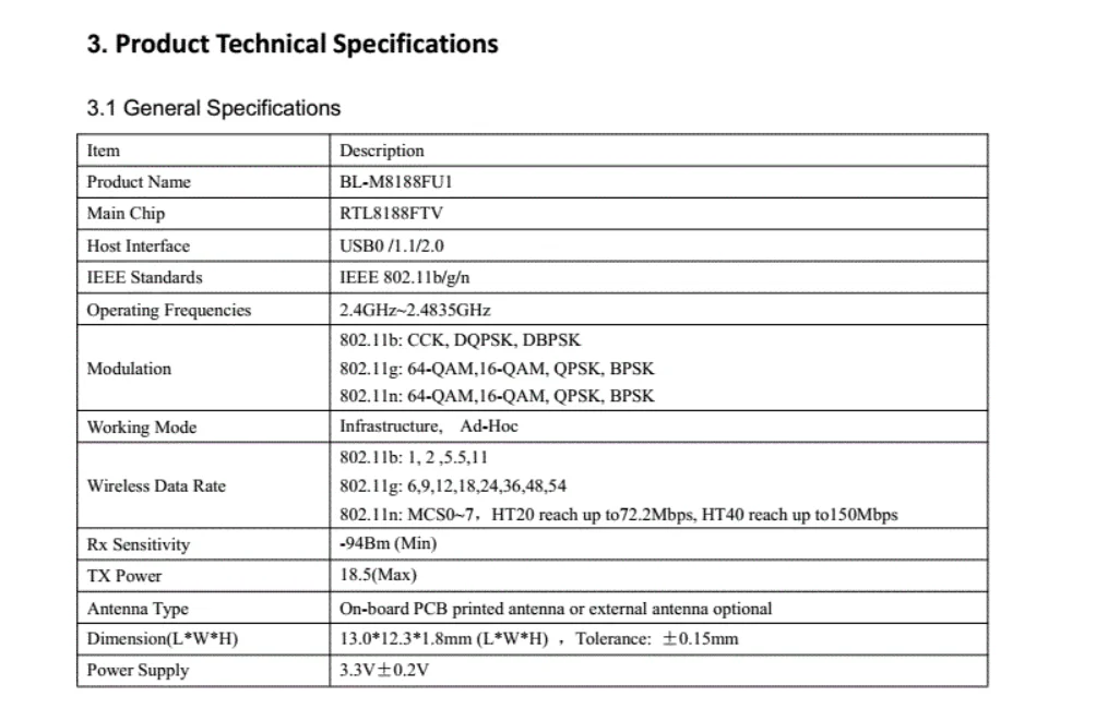 Rtl8188ftv Wireless Module Bl-m8188fu3 With Ipex Seat Wifi Module Ipc ...