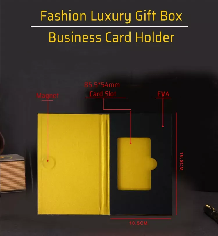 Luxury Black Metal Credit Card Box Package with Gold Silver Foil