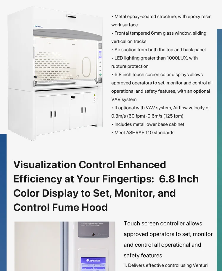 Kaseman W1800mm Metal Fume Hood Epoxy Resin Desktop Vav Variable Air ...
