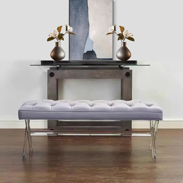 Luxury Modern Crystal Perspex Clear Acrylic Bench With Cushion Acrylic ...