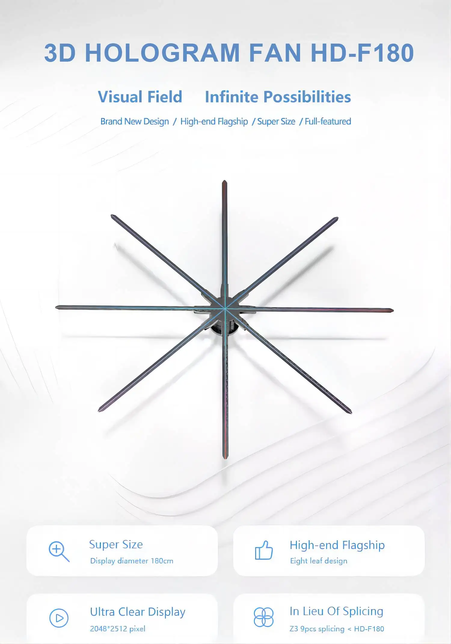 8 Blades 3d Hologram Projector Fan Hologram 18cm To 180cm Big Size ...