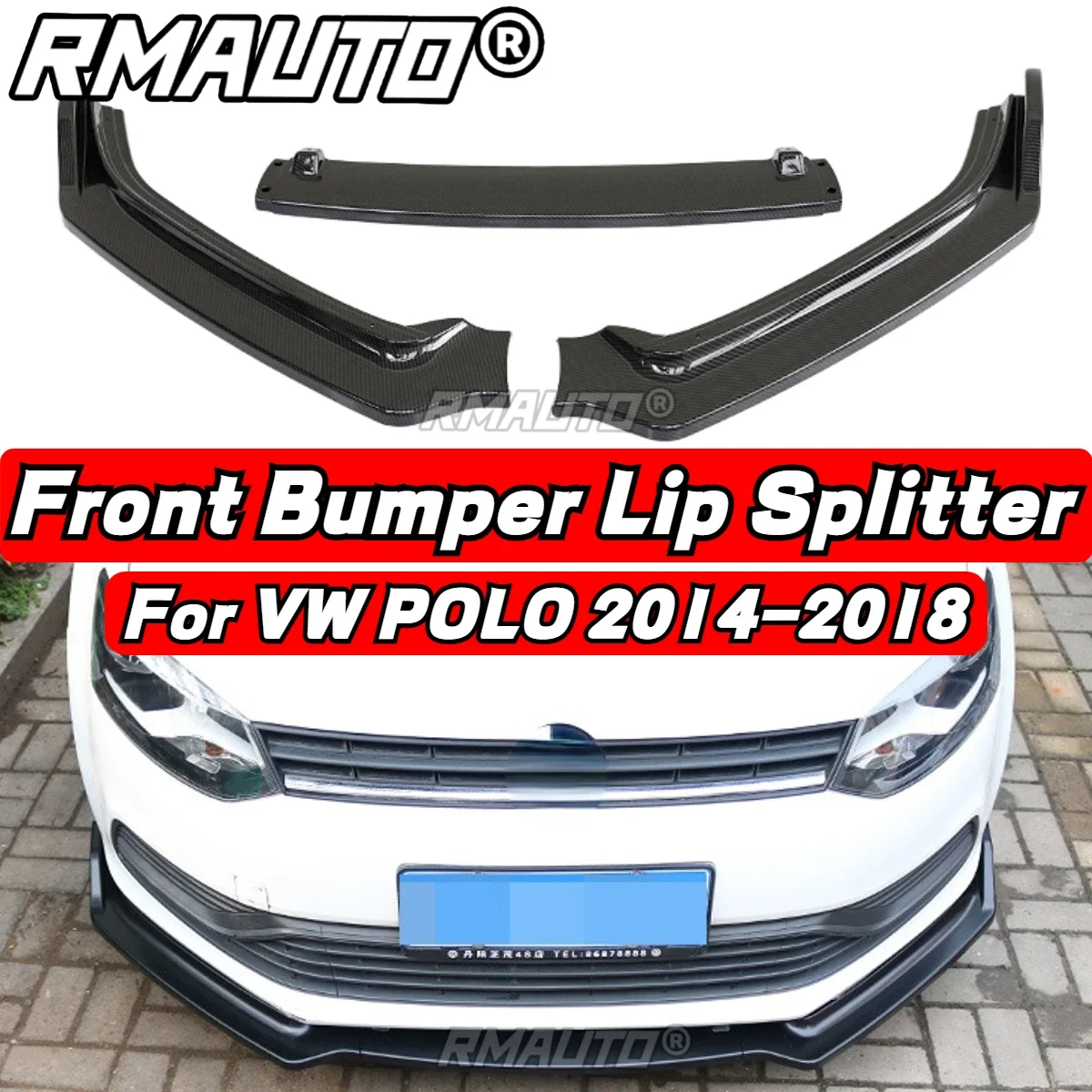 POLO MK8 Lip Car Front Bumper Splitter Lip Diffuser Rear Lip Spoiler ...