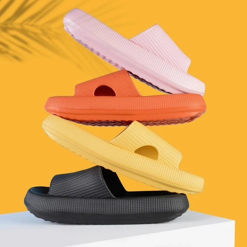 Home Slippers Thick Platform Chanclas Cloud Non-slip Flip Flops Woman ...