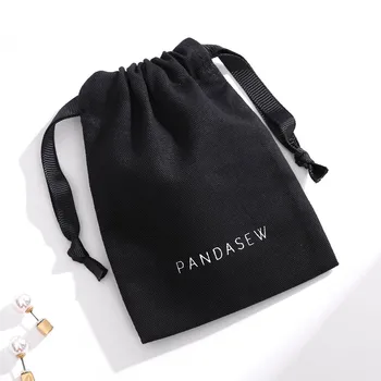 Pandasew 3 X 4 Inch Black Muslin Calico Drawstring Bag Custom Logo ...