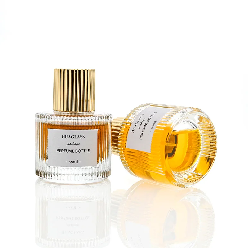 Customized Your Own 40ml Vertical Stripe Round Glass Perfume Bottles ...