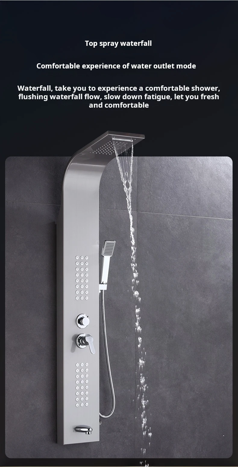 Stainless Steel Shower Panel - Five Levels of Water Outlet