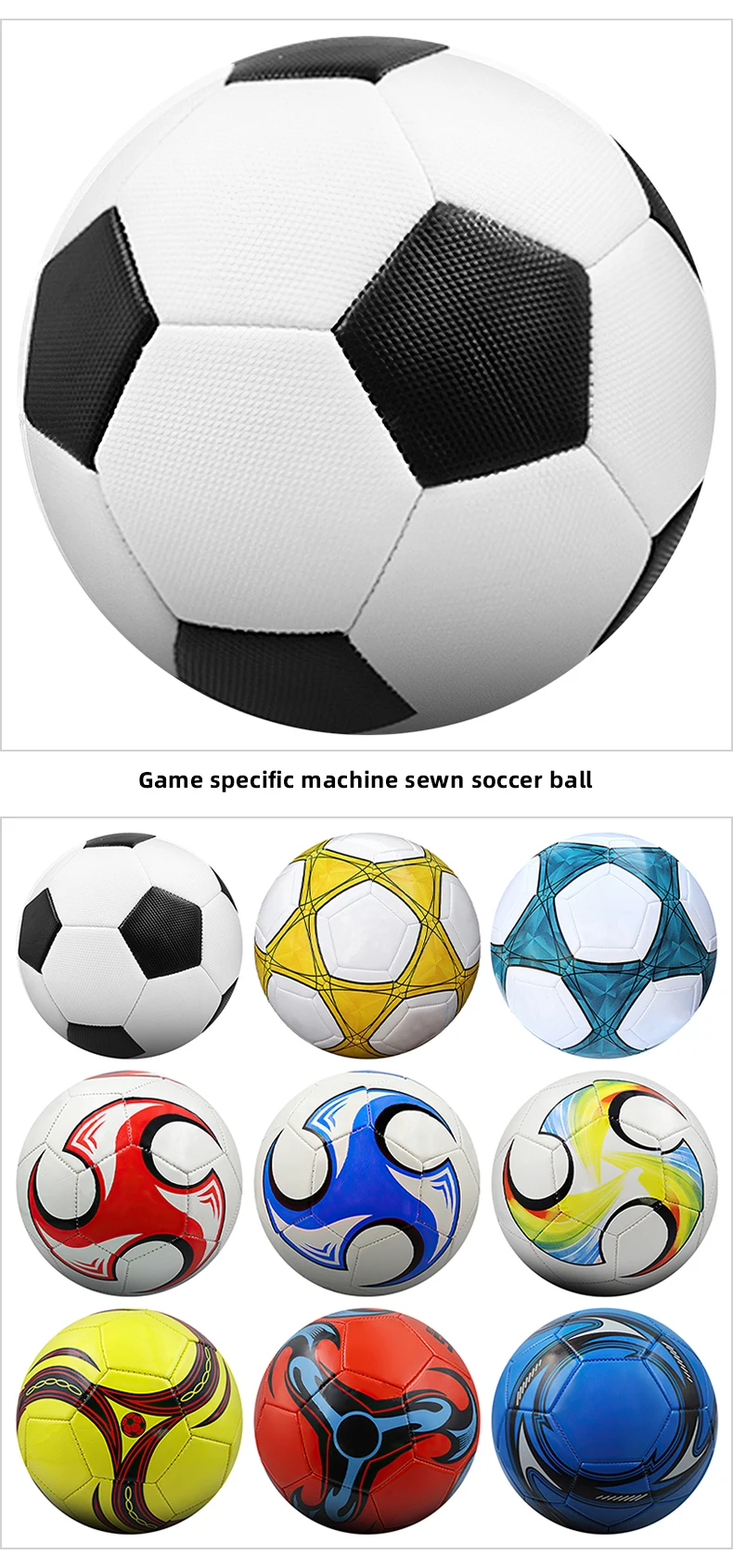 Soccer Ball Custom Print Pvc Colorful Machine Stitched Football Soccer ...