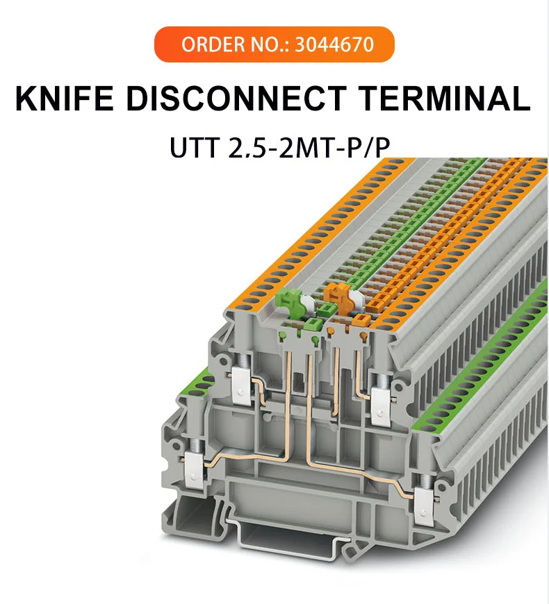 3044670 Phoenix Utt 2,5-2mt-p/p Knife Disconnect Terminal Blocks / Low ...