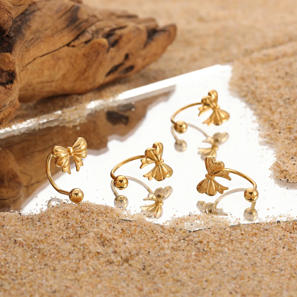 European and American Gold Hoop Earrings Dainty Sweet Bow Hoop Earrings ...