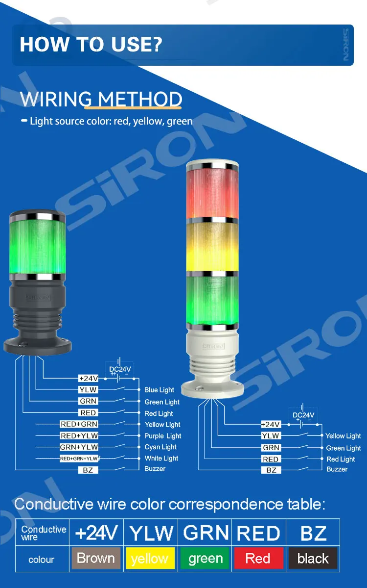 Siron D011/D012 Multi-Layers Signal Tower LED Work Light