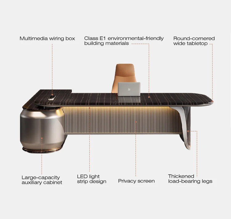 Sleek Minimalist Modern MFC Executive Desk Convertible Boss Table for ...