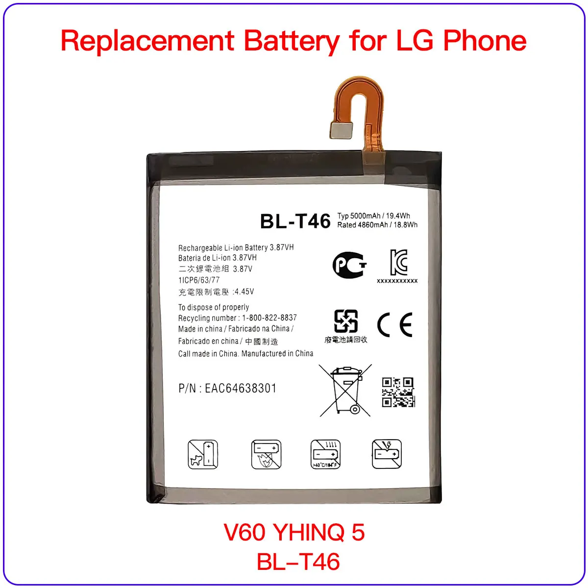BL T43 Factory manufacture li polymer celular battery for LG G8S ThinQ LMG810 LM G810 LMG810EAW 3.85V 3550mah digital battery