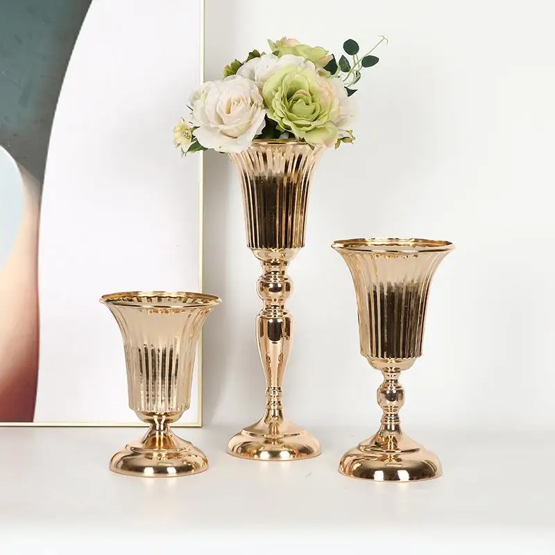 2 Pieces Gold Metal Vase Gold Flower Vase 23.5cm 9.2inch High Elegant ...