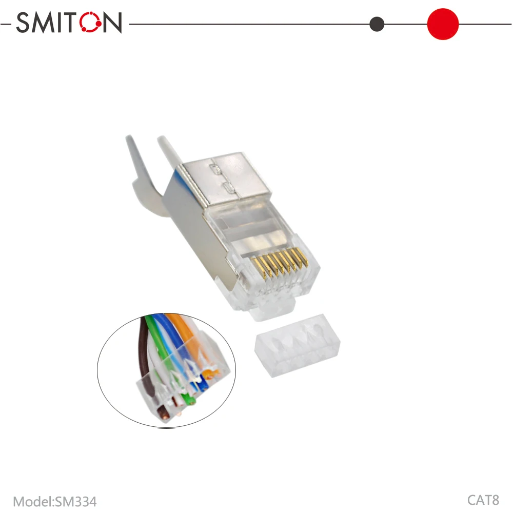 Cable 1.5mm Hole Size Rj45 Cat8 Connectors Cat8 Shielded Modular Plug ...