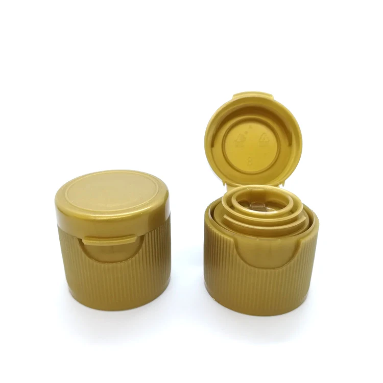 factory OEM Plastic yellow ribbed soy sauce cap PE flip top cap for soy ...
