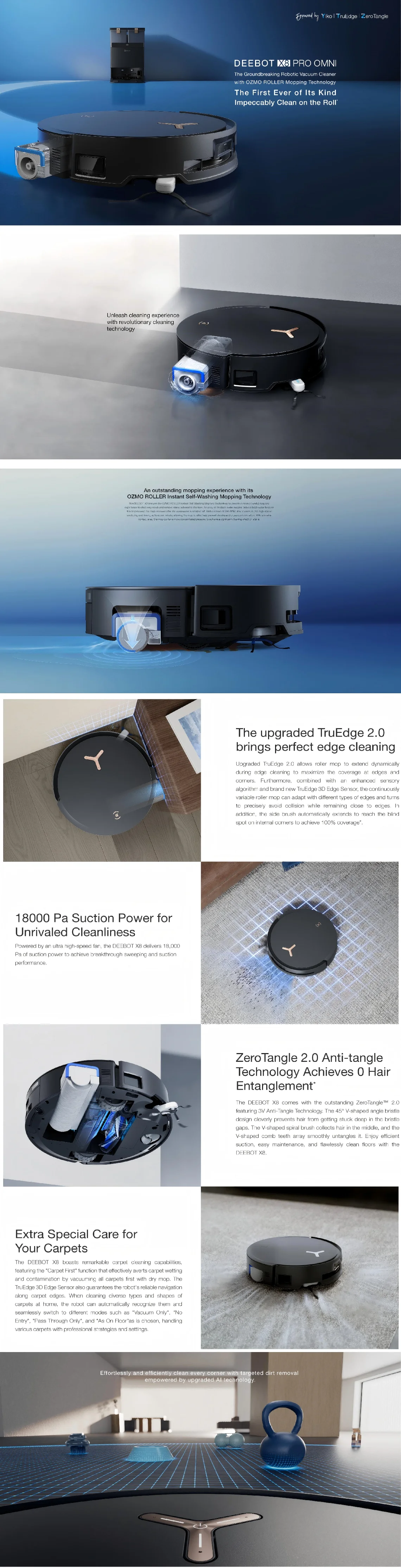 For X8 Pro Plus AI Smart Robot Vacuum Cleaner 18000Pa Suction Power ...