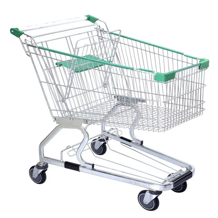 Supermarket Shopping 4 Wheel Steel Supermarket Trolley Stainless Steel ...