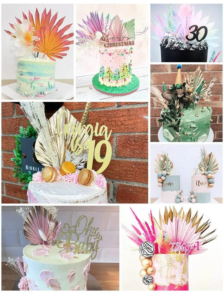 Natural Dried Flowers Cake Topper Decoration Pampas Grass Cake Toppers ...
