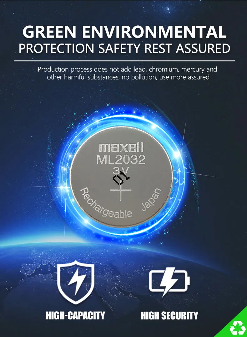 MAXELL ML2032 3V Rechargeable Button Cell Battery for Smart Devices Motherboard