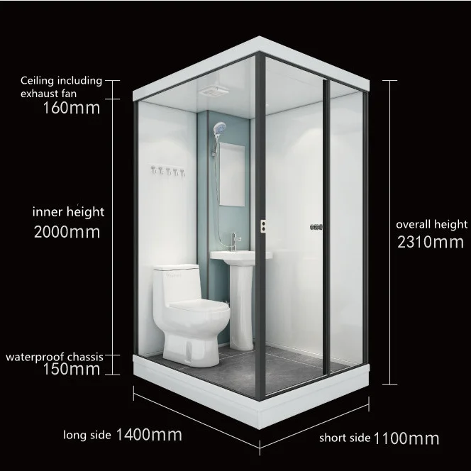 Integrated Bathroom Pod Prefab Shower Room Cabin Prefabricated Bathroom ...