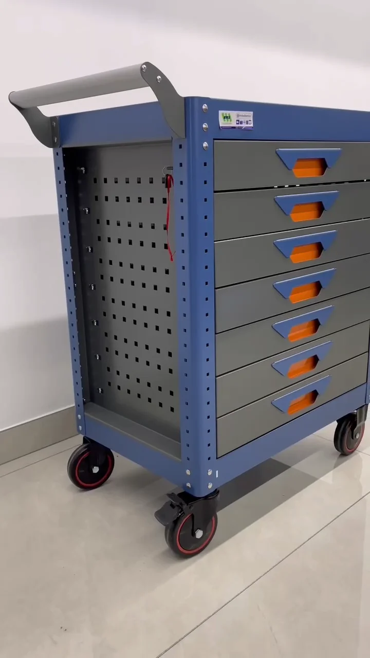 7 Drawers Heavy Hardware Tool Trolley Lockable Tool Cart Auto Repair ...