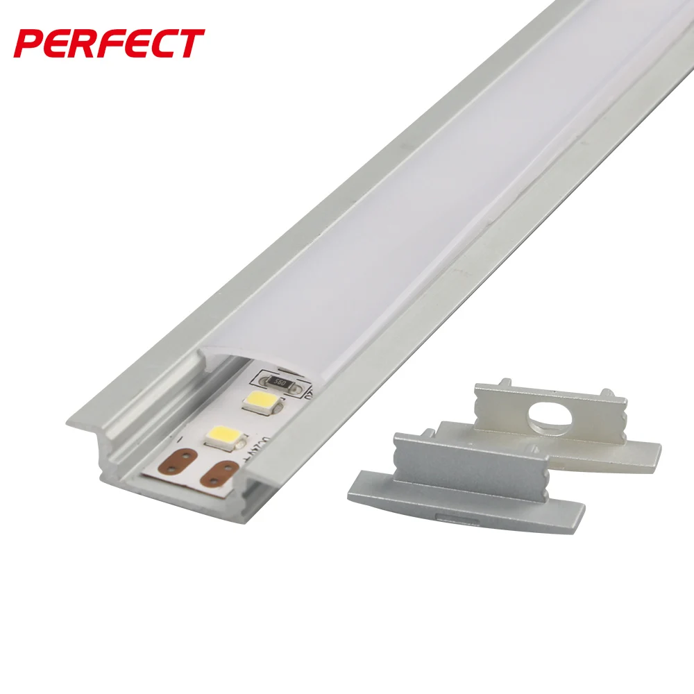 6063-T5 Silver Recessed LED Aluminum Profile for LED Strips