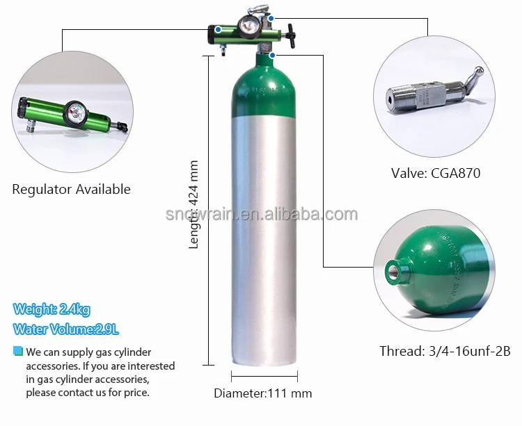 Dot3al Medical Portable Md Aluminium Oxygen Co2 Gas Cylinder Bottles ...