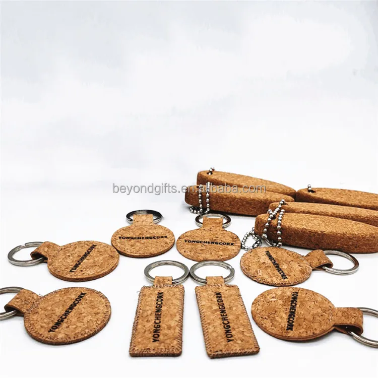 Custom Floating Soft Wooden Cork Ball Keychain for Boating