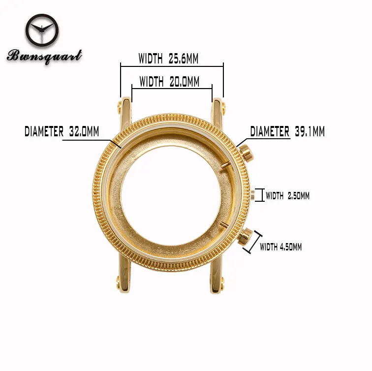 39mm Gold Mechanical Movement Watch Case Custom Metal Case Accessories ...