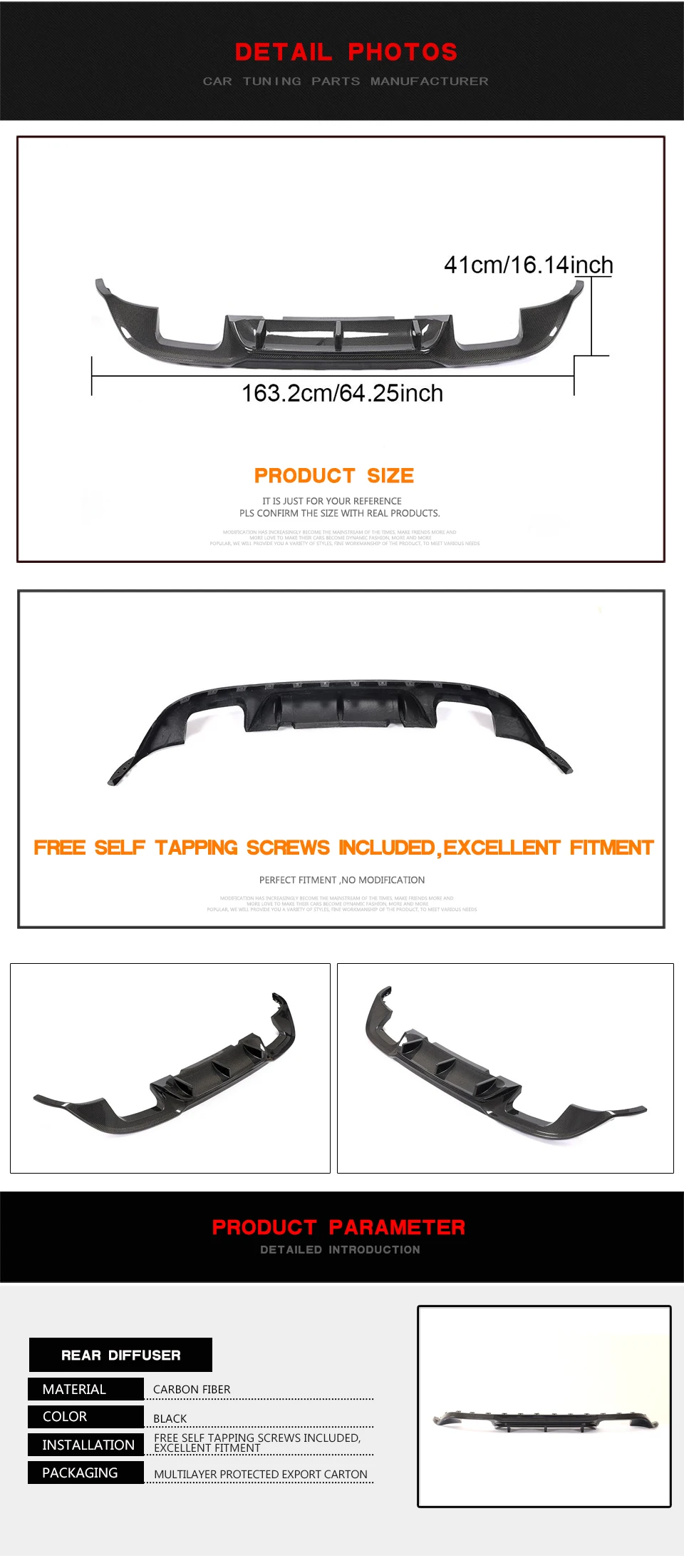 Carbon Fiber MK7.5 Rear Bumper Lip for VW Volkswagen Golf7.5 GTI 2D 4D ...