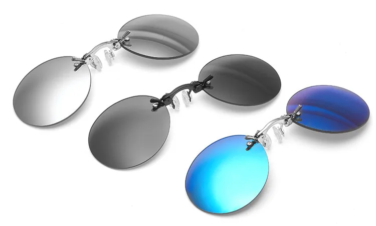 Armless Retro Round Clip-On Nose Glasses - UV400 Rimless Sunglasses for ...