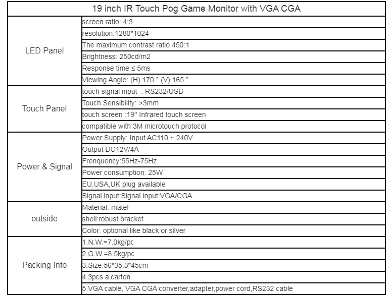 19'' Touch Monitor Multi Touch Screen Monitor For Arcade Machine Pog ...