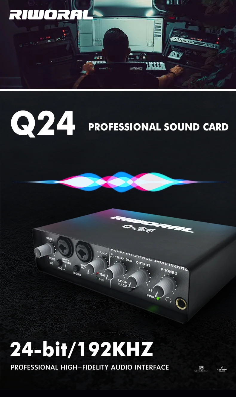 Q-24 Professional Audio Sound Cards for Live Recording