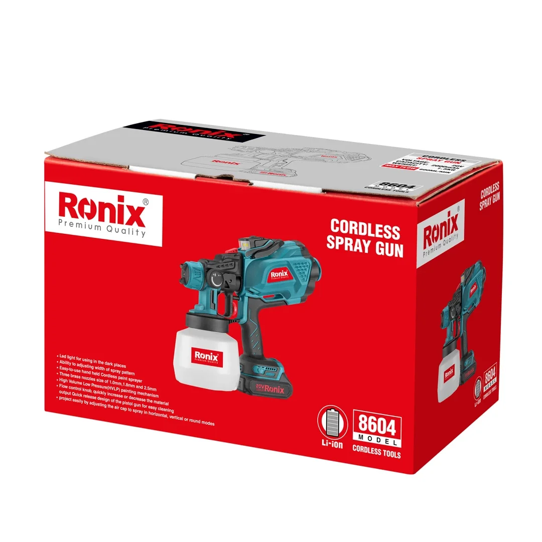 Ronix 8604 Airless Paint Sprayer 20v Li-ion Battery Electric Portable ...
