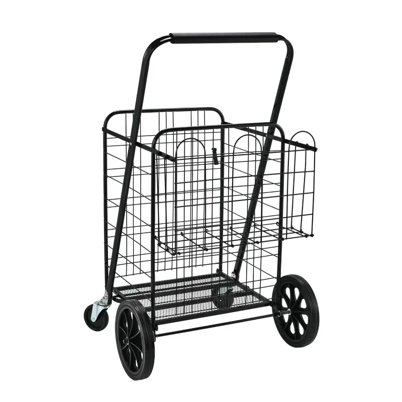Multifunctional 4 Wheels Shopping Trolley Adjustable Grocery Carts Big ...