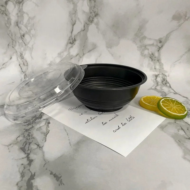 Disposable Black Pp Plastic Rice Bowls Noodle Bowls With Lid - Buy Hot ...