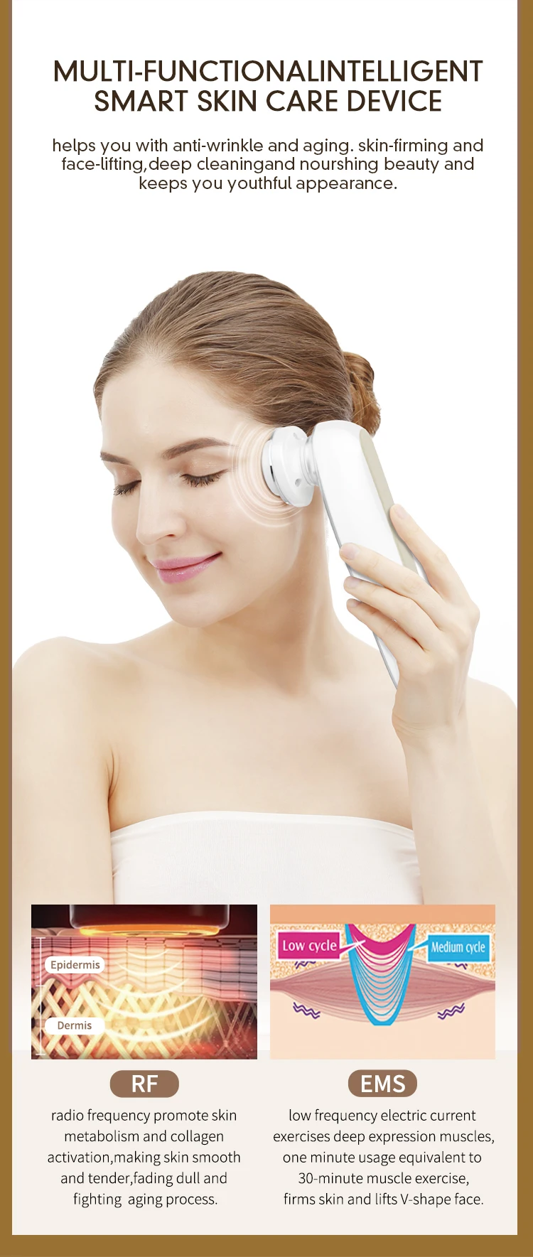 Rf Radio Frequency Facial Lifting Vibration Face Massage Ems Anti ...