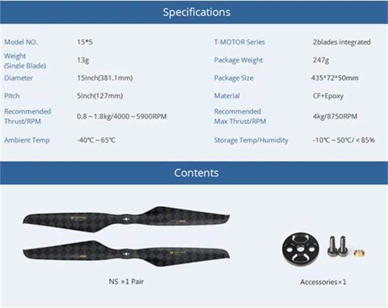 1pairs T-motor Ns15x5 Prop Multirotor Carbon Fiber 3rd Gen Ns Series ...
